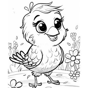 Cute Bird Coloring Page for Kids, Instant Download, Coloring Book ...