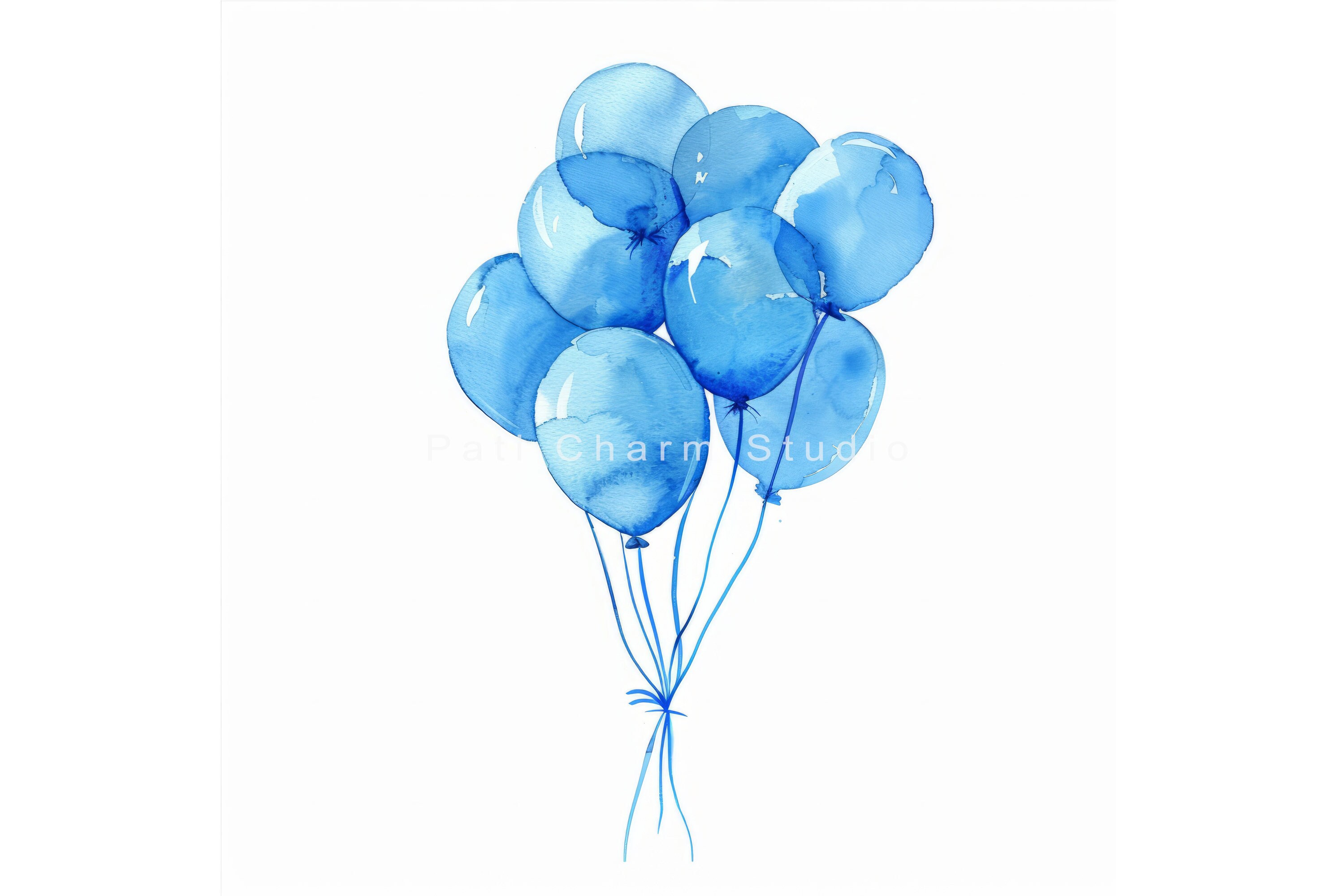 Watercolor Blue Balloon Clipart Set, Pink Balloon Clipart, Digital ...