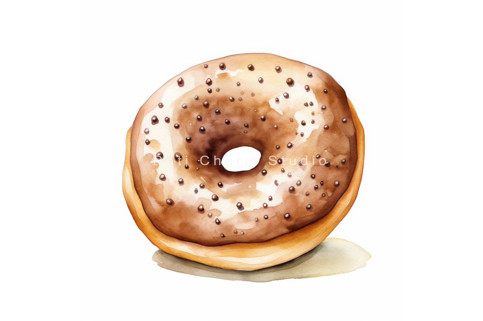 Watercolor Donut Clipart Bundle, Chocolate Donuts Clipart, High Quality ...