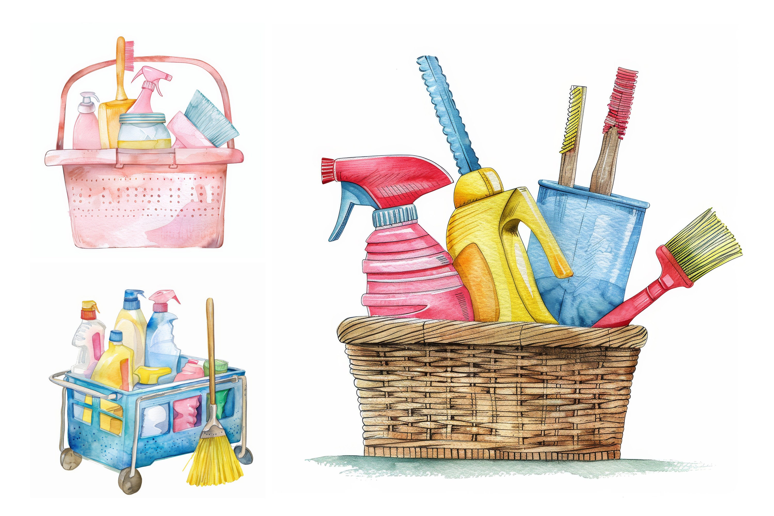 Cleaning Clipart Bundle, 9 High Quality, Journaling, Scrapbook Clipart ...