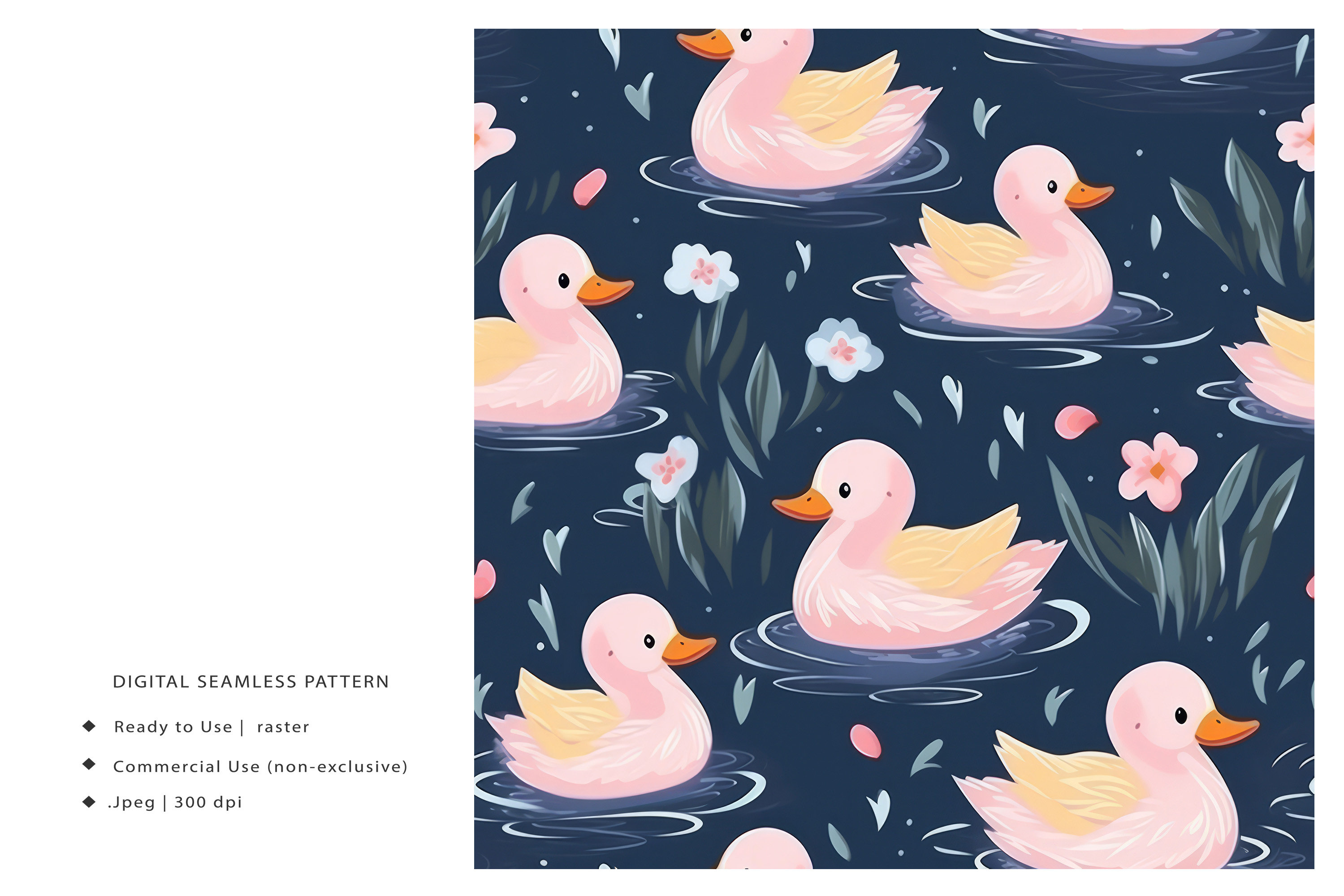 Baby Duck Digital Paper, Scrapbooking, Nursery Seamless Pattern ...