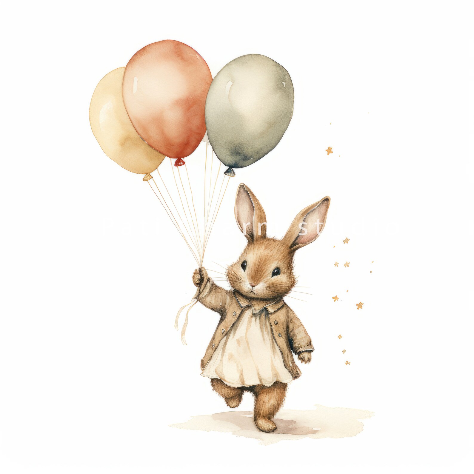 Watercolor Birthday Bunny Clipart Bundle 9 High Quality Jpgs - Etsy