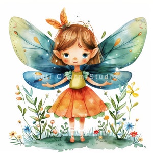 Cute Fairy Garden Clipart Bundle, Fairy Clipart, Little Fairy Girl ...