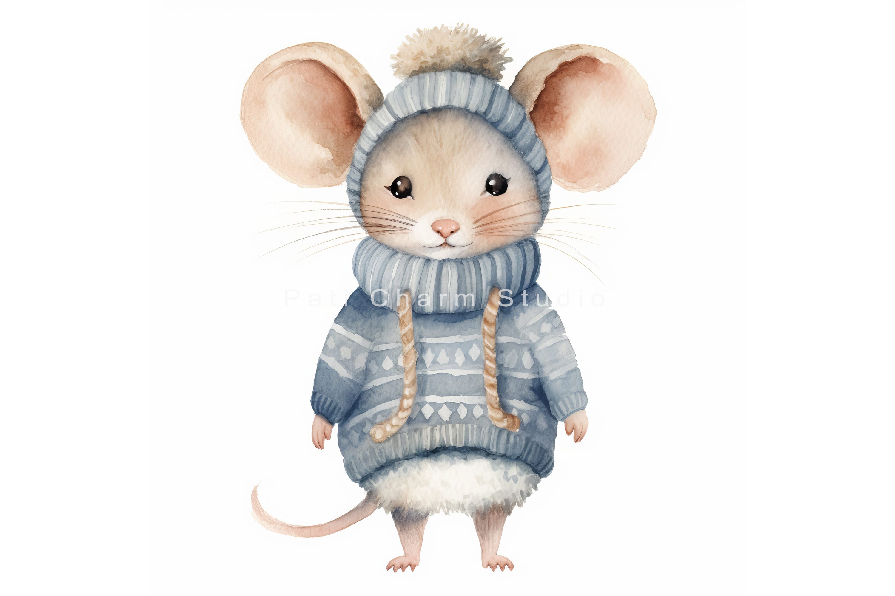 Winter Mouse in Sweater Digital Clipart, High Quality Jpgs, Christmas ...