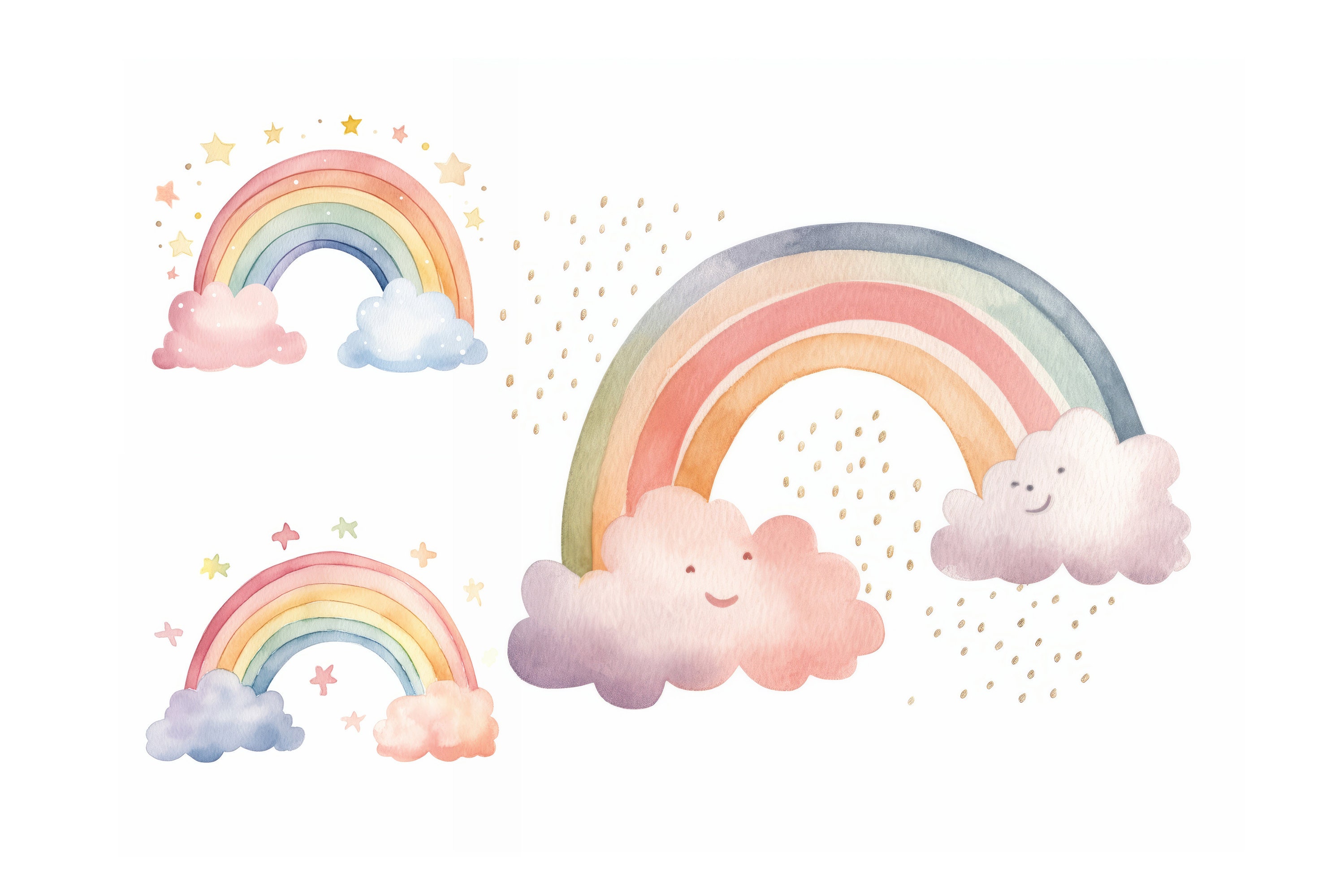 Watercolor Nursery Boho Rainbow Clipart Bundle Pngs, Boho Stickers Jpgs ...