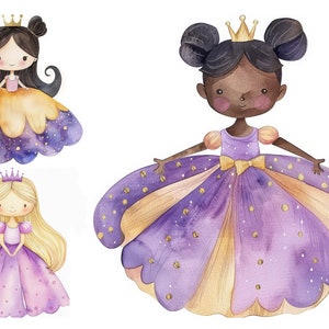 Nursery Purple Princess Clipart Bundle, High Quality Jpgs, Baby Shower ...