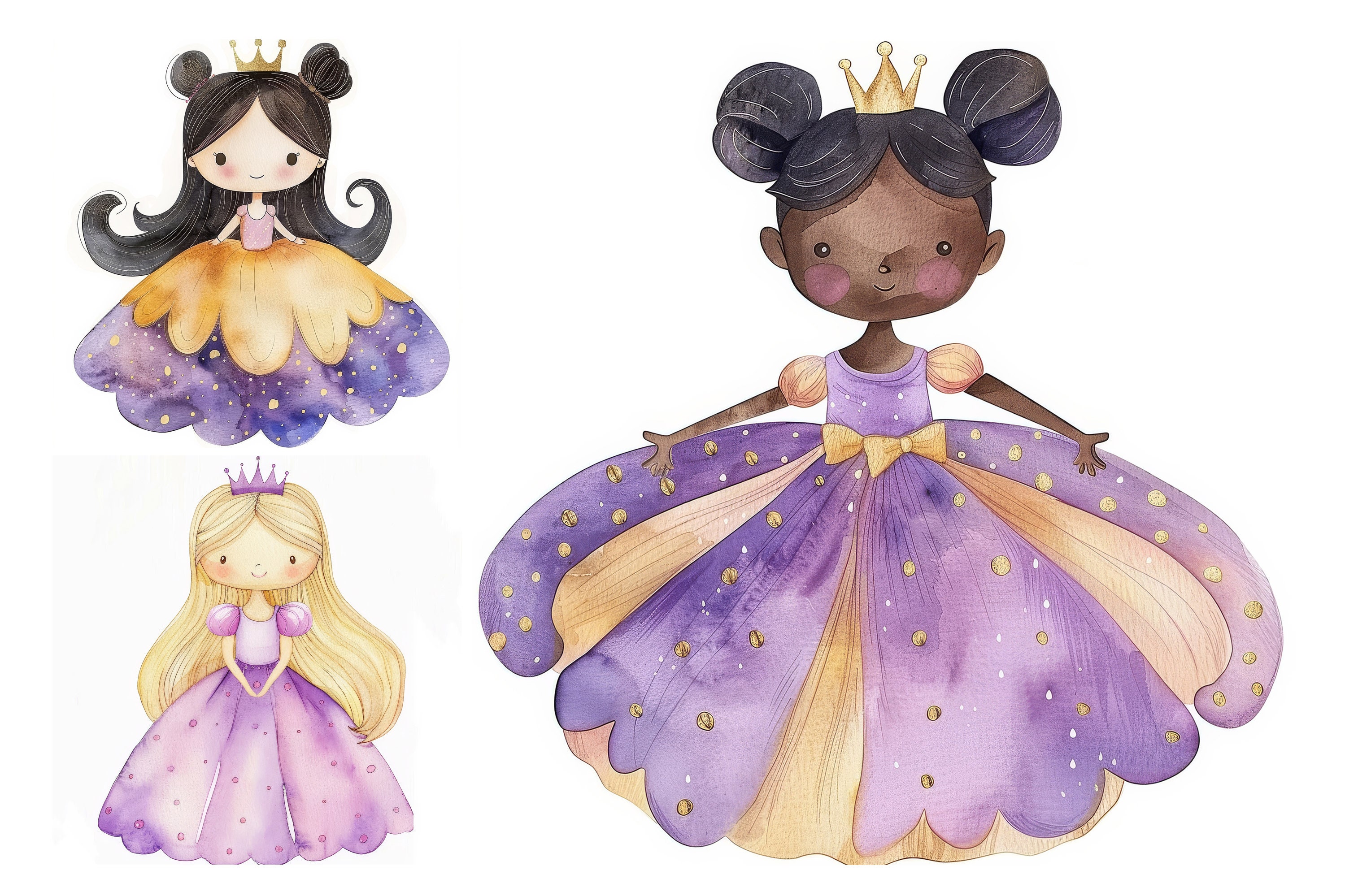 Nursery Purple Princess Clipart Bundle, High Quality Jpgs, Baby Shower ...