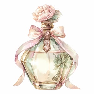 Gold Perfume Watercolor Clipart Bundle, High Quality Jpgs, Digital ...