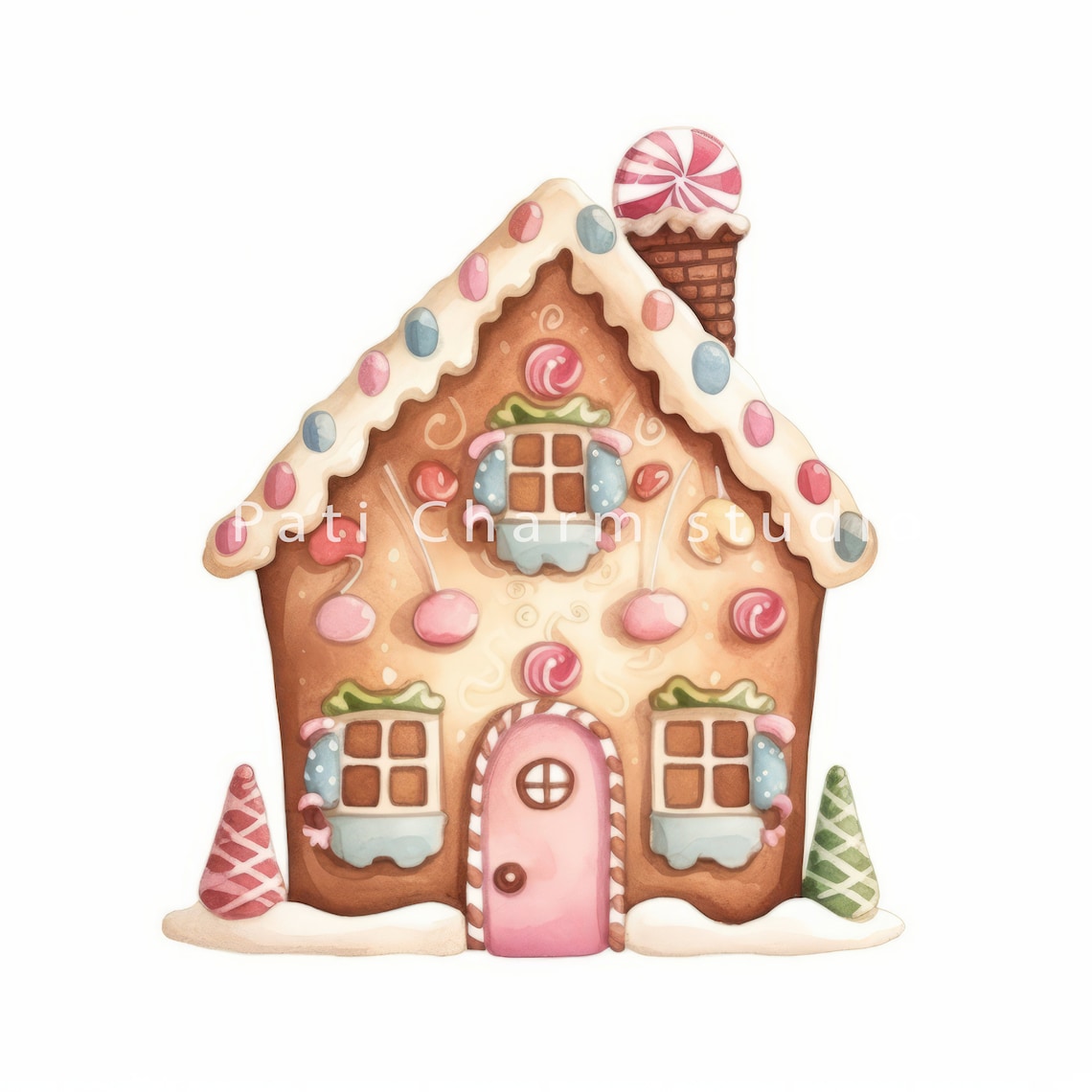 Gingerbread House Clipart, High Resolution JPG, Cute Christmas Clipart ...