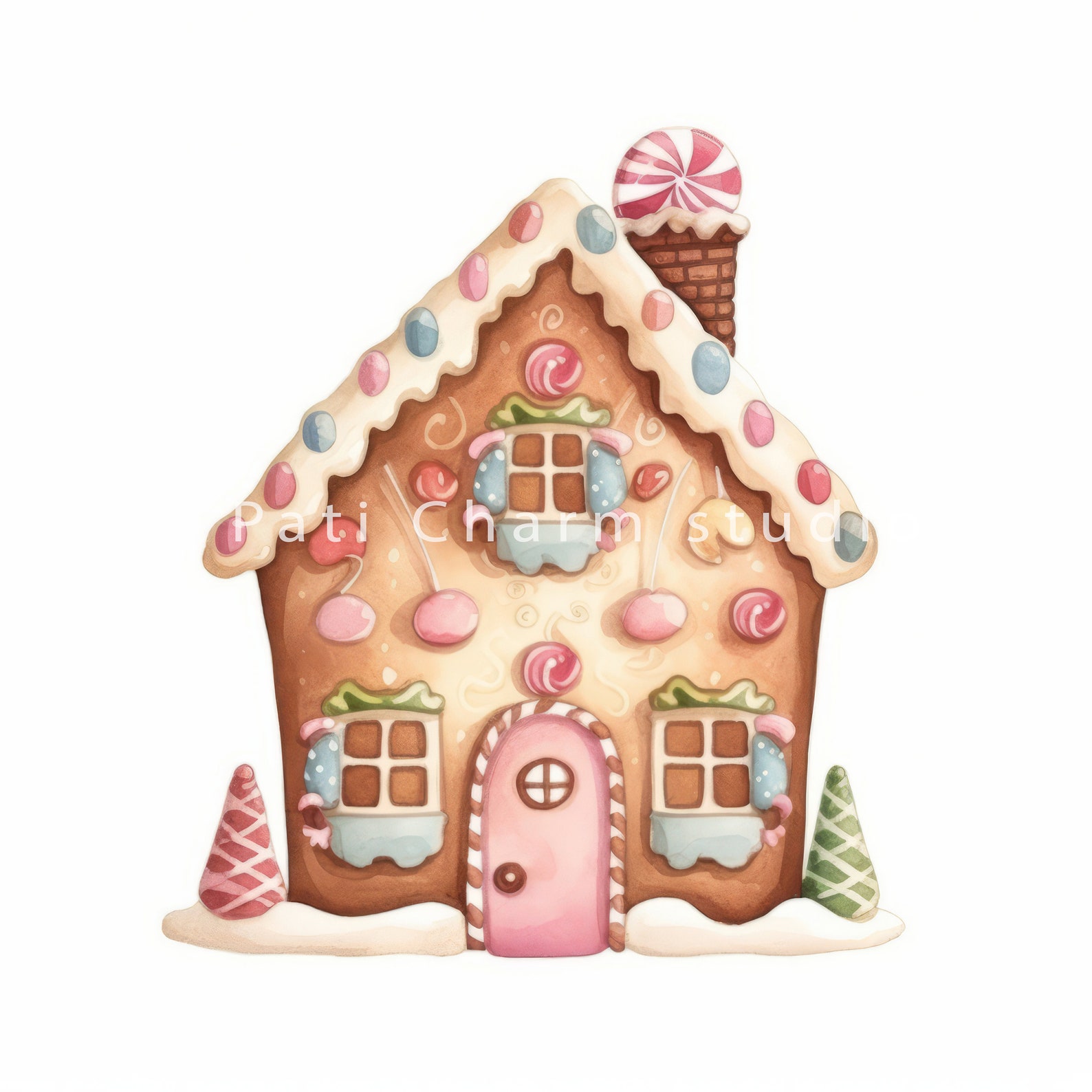 Gingerbread House Clipart, High Resolution JPG, Cute Christmas Clipart ...
