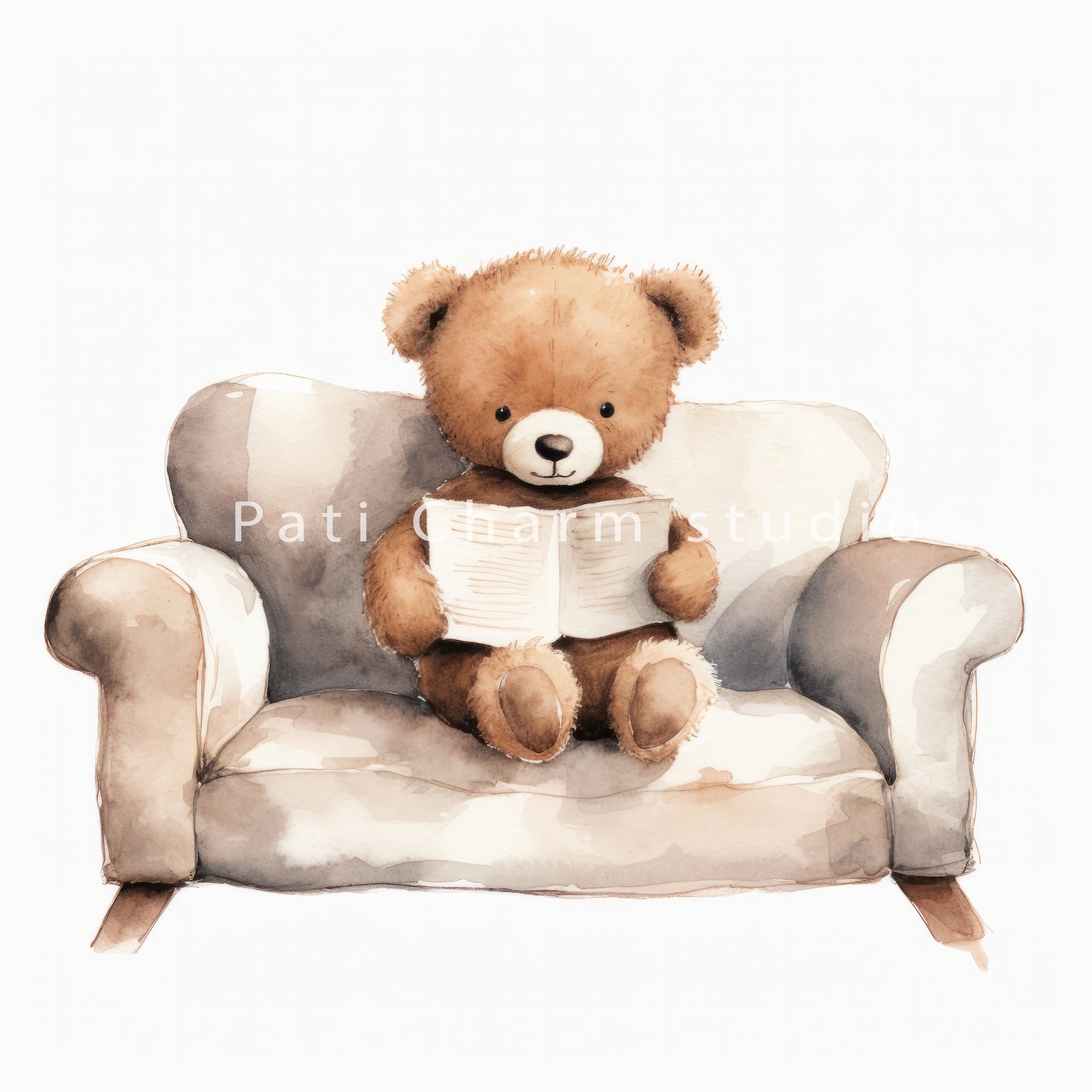 Cozy Teddy Bear Clipart High Resolution JPG Nursery Clipart - Etsy