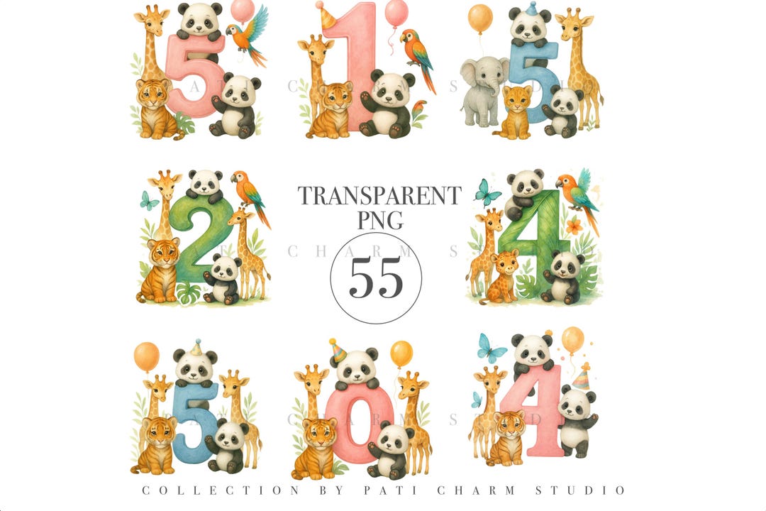 55 PNG Safari Birthday Numbers - Jungle Animal Clipart 0-9, Safari ...