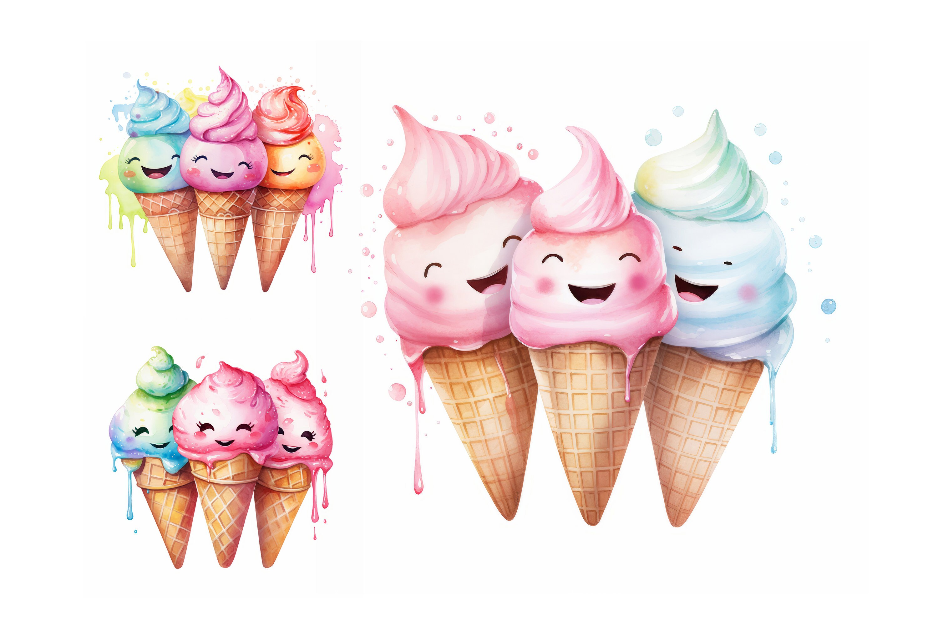 Summer Ice Cream Clipart Bundle, High Quality Jpgs, Digital Download ...