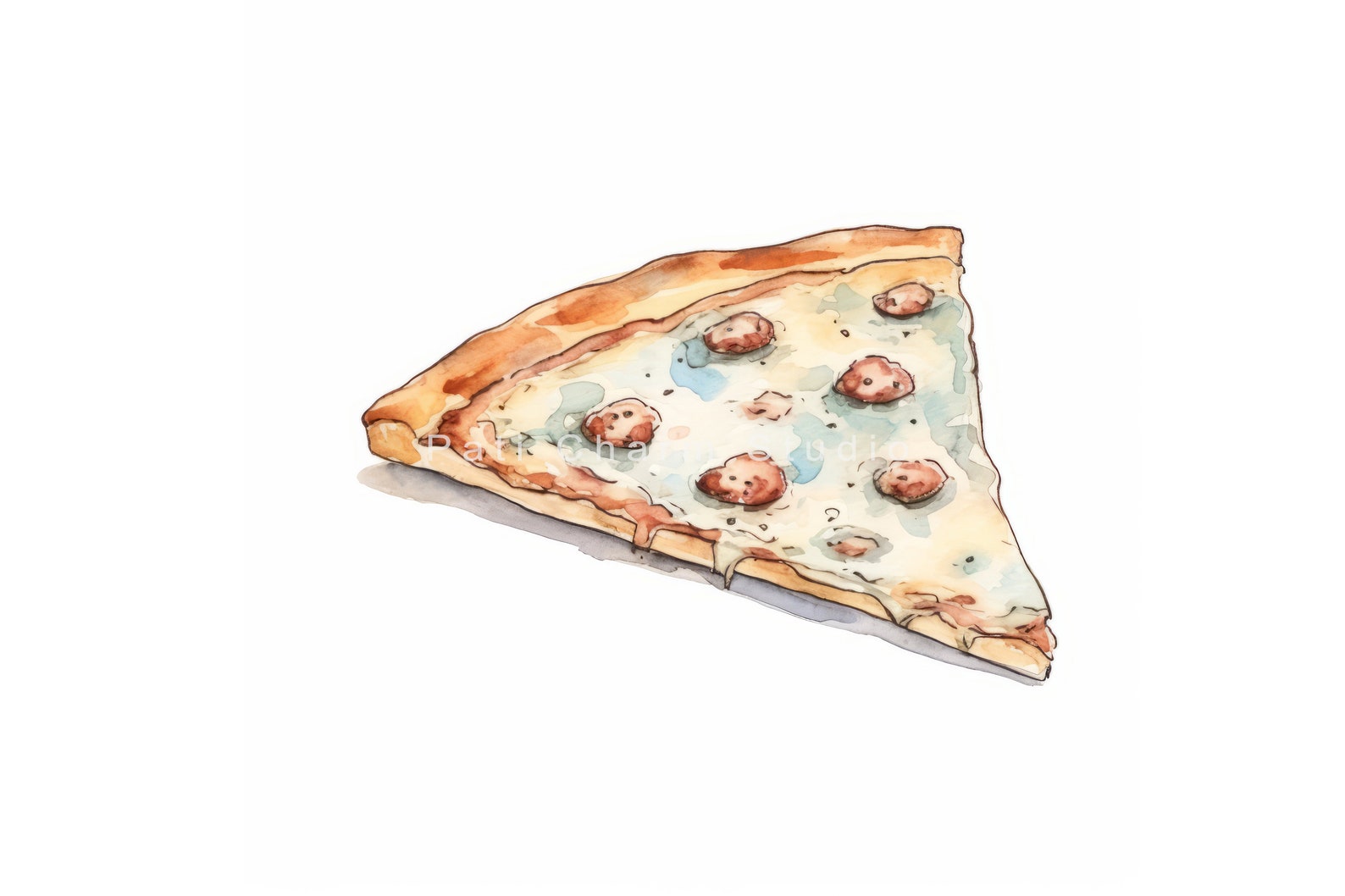 Watercolor Pizza Clipart Bundle, Jpgs, Bakery Clipart, Pepperoni Pizza ...