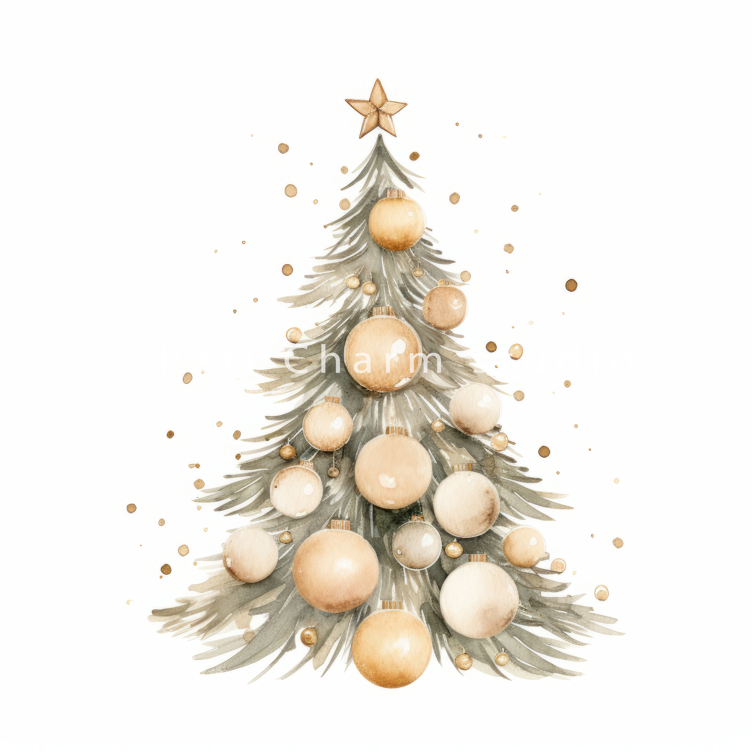 Gold Christmas Tree Clipart Bundle, High Quality Jpgs, Winter Tree, Digital Planner, Christmas ...