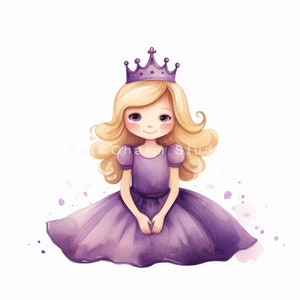 Purple Princess Clipart Bundle, Baby Shower Decor, Its a Girl Clipart ...