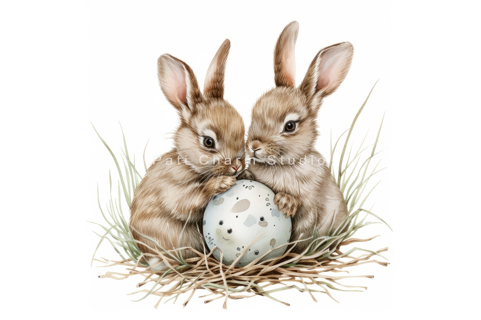 Easter Bunny Family Clipart Bundle, Digital Clipart, Watercolor Easter ...