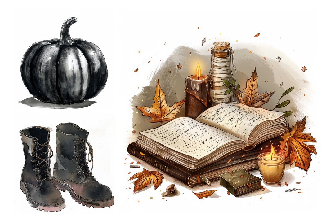 Watercolor Halloween Clipart Bundle, Spooky Clipart, Junk Journal ...