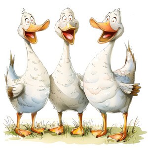 Happy Goose Clipart Bundle Watercolor Animal Clipart, Pink Clipart ...