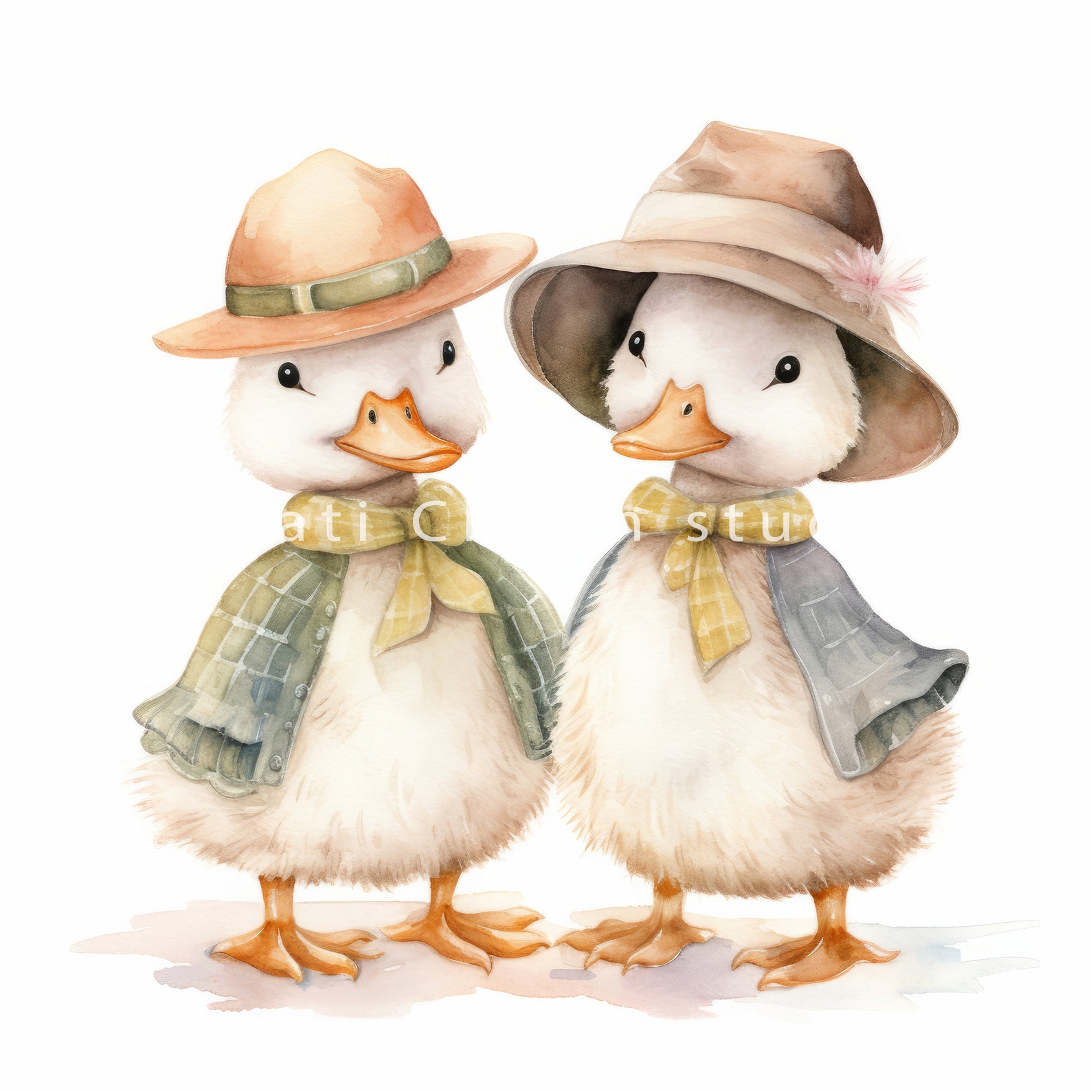 Watercolor Ducks Clipart Bundle High Quality Jpgs Valentines - Etsy