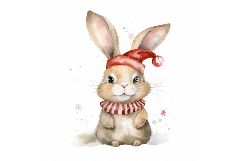 Watercolor Santa Rabbit Clipart PNG, High Quality, Christmas Bunny ...