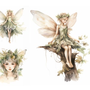 Forest Fairy Clipart Bundle, Watercolor Fairy Clipart, Commercial Use ...