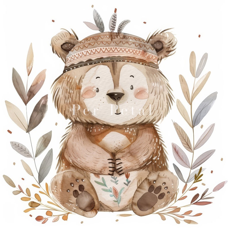 Nursery Boho Animal Clipart Bundle, Boho Woodland, Nursery Baby Animal ...