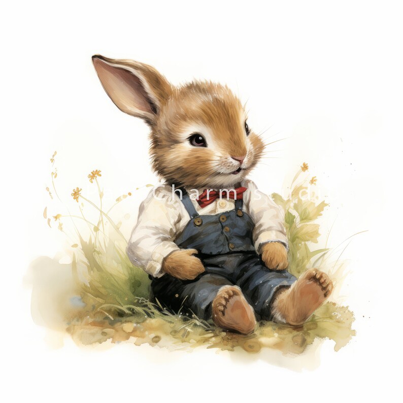 Beatrix Potter Inspired Rabbits Clipart Bundle 9 High Quality Jpgs ...