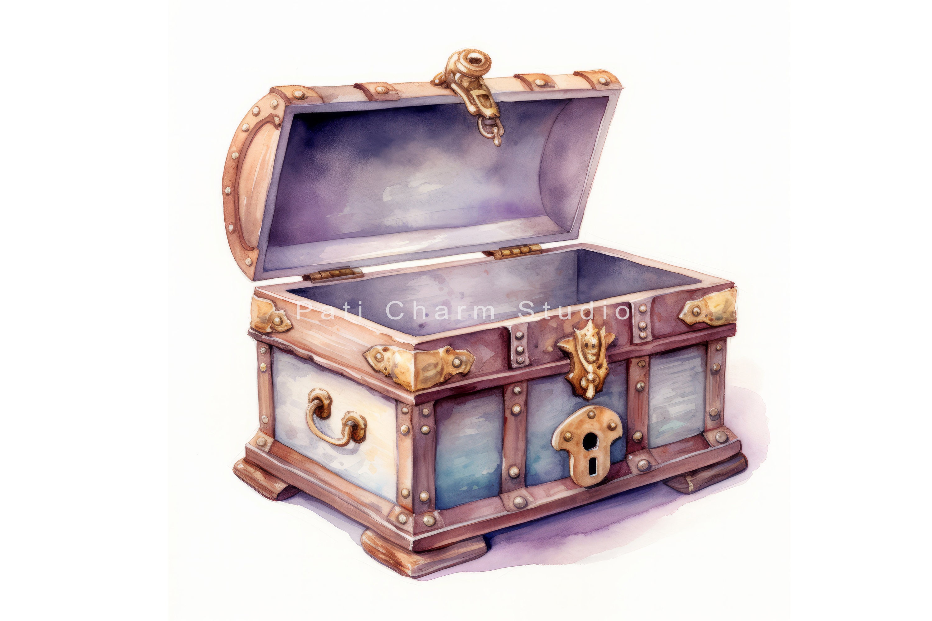 Treasure Chest Clipart Bundle, Watercolor Clipart for Kids, Commercial ...