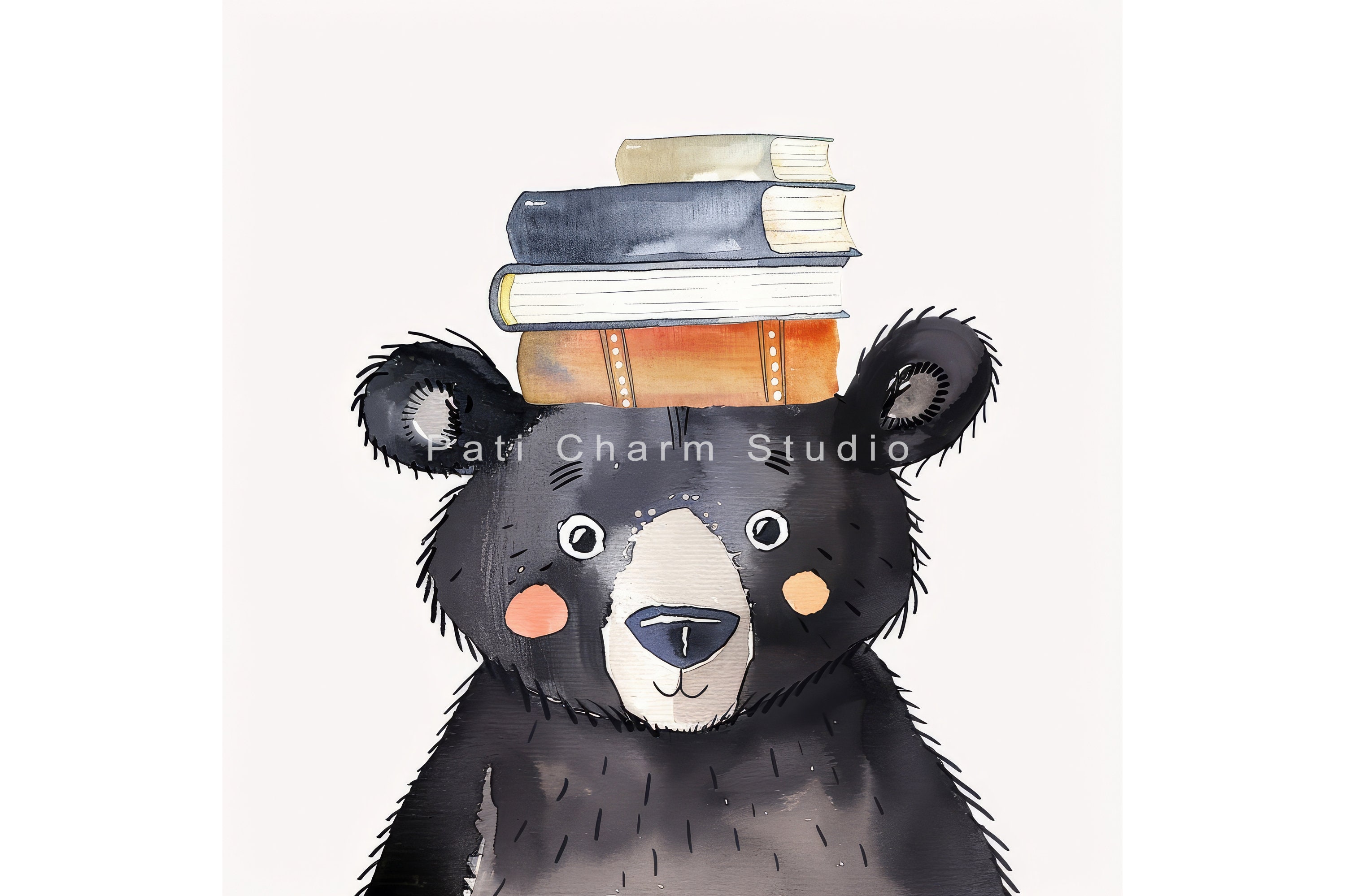 Bear With Book Clipart Bundle, High Quality Jpgs, Digital Download ...