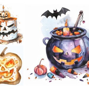 Watercolor Halloween Treat Clipart Bundle, Spooky Clipart, Junk Journal ...