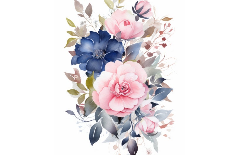 Watercolor Flower Clipart Bundle, Digital Download, Wedding Clipart ...