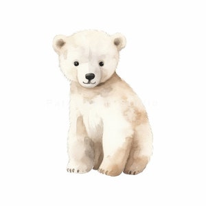 Watercolor Cute White Bear Clipart Bundle, Digital Download, High ...