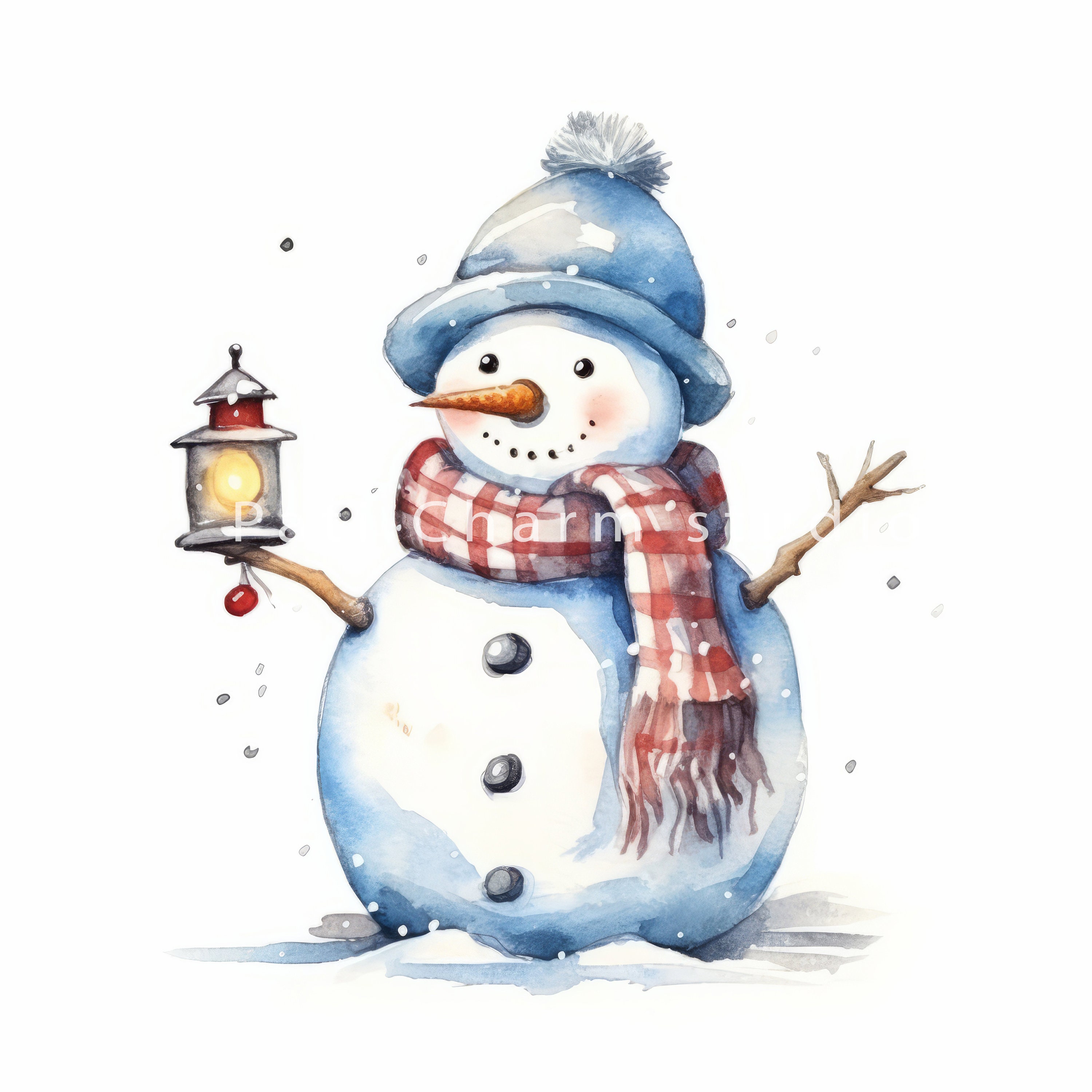 9 Snowman Clipart, Watercolor Christmas for Commercial Use, Cute ...
