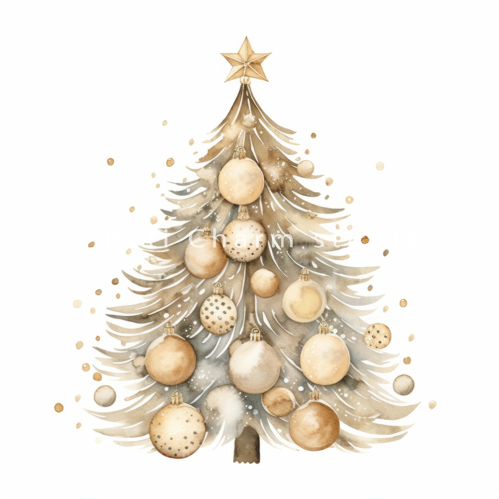 Gold Christmas Tree Clipart Bundle, High Quality Jpgs, Winter Tree ...