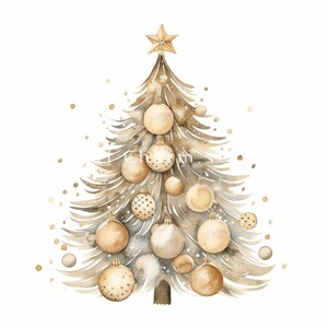 Gold Christmas Tree Clipart Bundle, High Quality Jpgs, Winter Tree ...