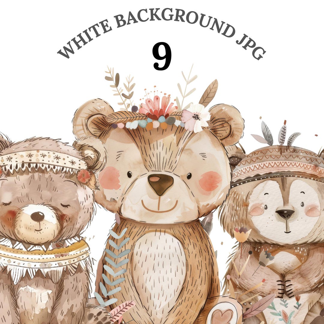 Nursery Boho Animal Clipart Bundle, Boho Woodland, Nursery Baby Animal ...