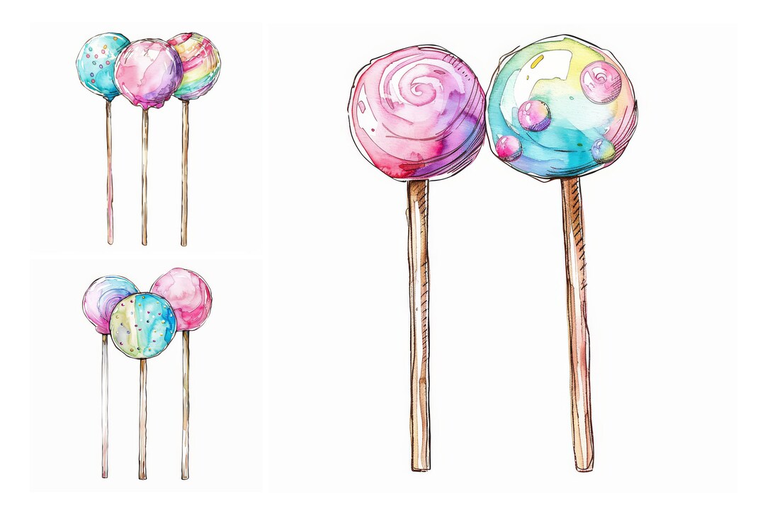 Lollipop Clipart Set Watercolor Nursery Pink Clipart, Nursery Clipart ...