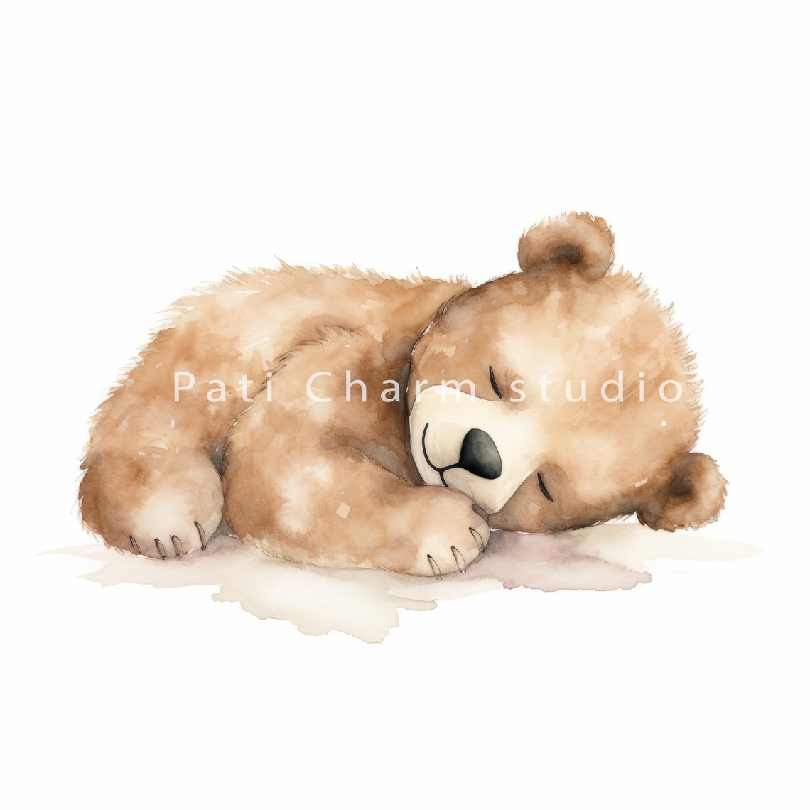 Watercolor Sleepy Bears Clipart Set, Jpgs, Sleeping Baby Animals ...