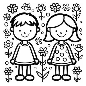 Happy Kids Coloring Page for Kids, Instant Download, Coloring Book ...