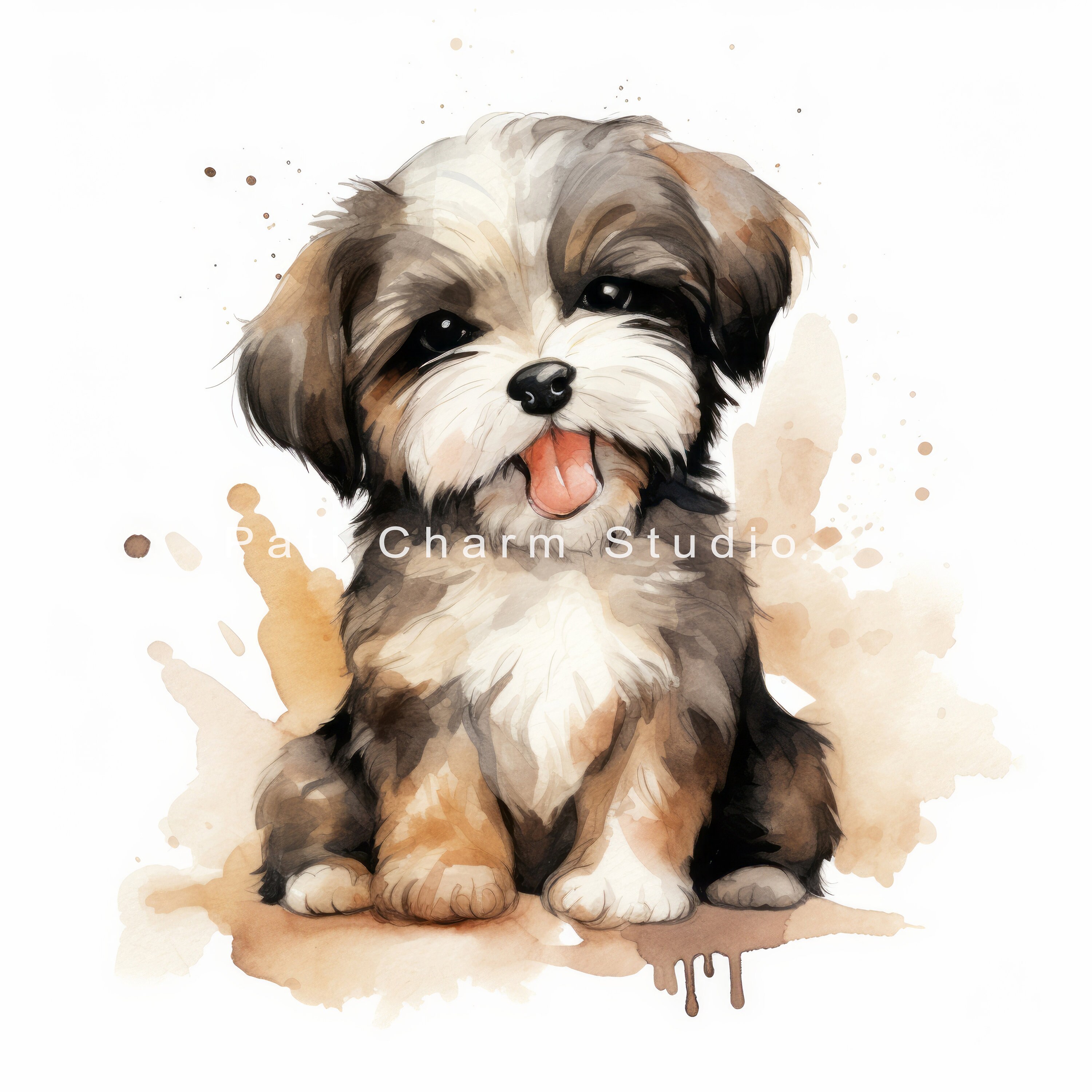 Shih Tzu Watercolor Clipart Bundle Jpgs, High Quality, Digital Download ...