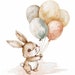 9 Sweet Bunny Flying on Balloons Clipart Bundle, High Quality Jpgs ...