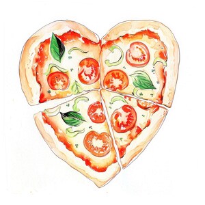 Heart Pizza Clipart Bundle, Italian Food Clipart, Commercial Use ...