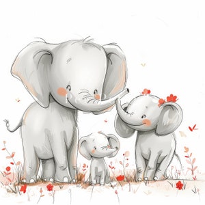 Cute Baby Elephant Clipart Bundle, High Quality Jpgs, Baby Clipart ...
