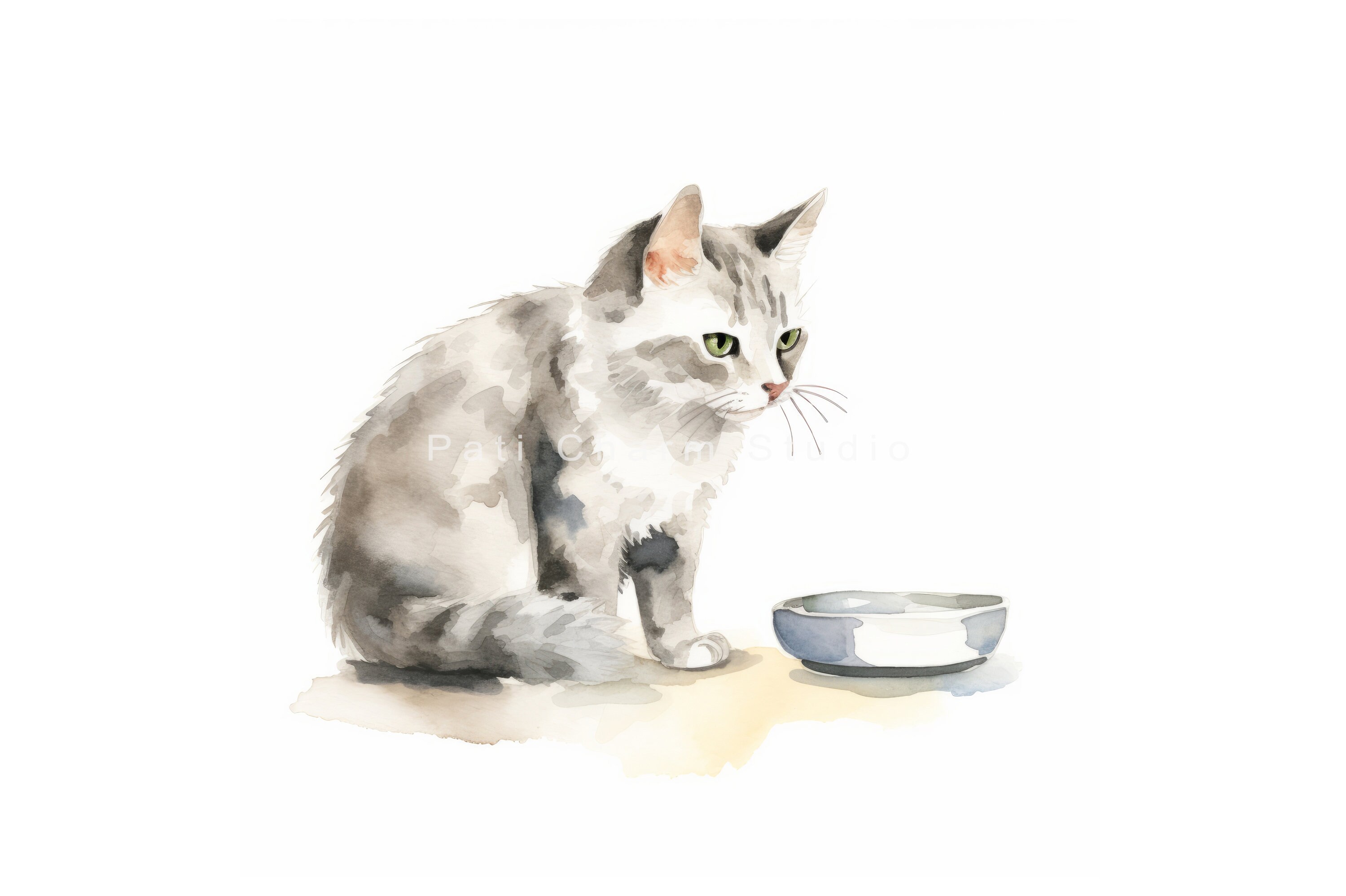 Watercolor Cat Clipart Jpgs, Digital Download, Commercial License, Cute ...