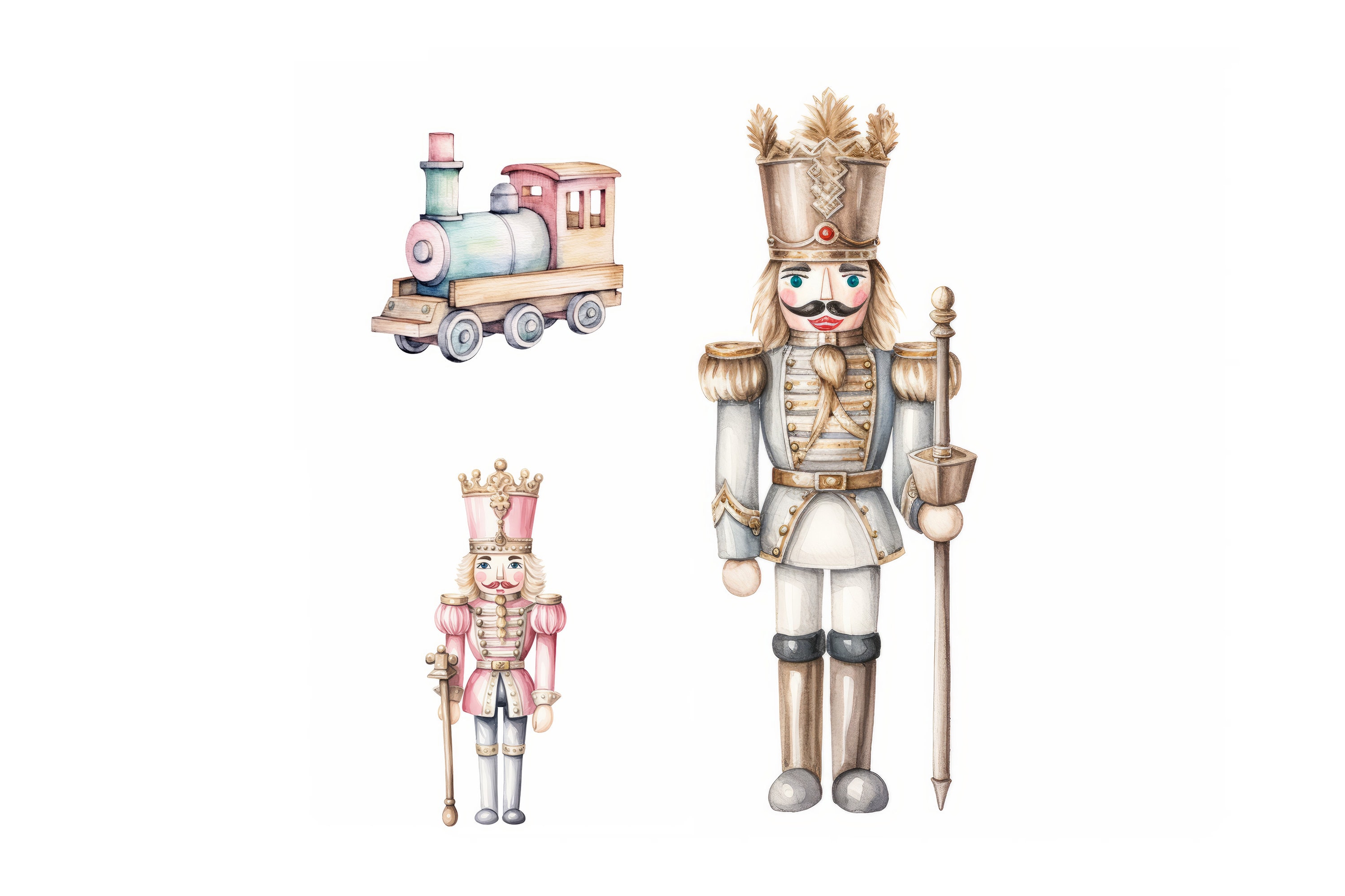 Watercolor Christmas Clipart, Pink Nutcracker Clipart Bundle, High ...