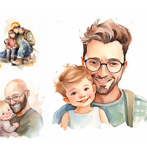 Fathers Day Watercolor Clipart Bundle, High Quality Jpgs, Gift Father ...