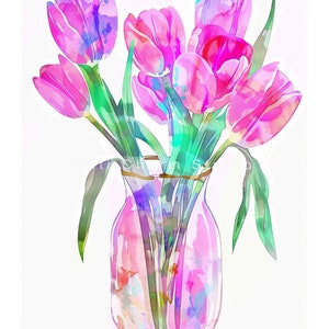 Watercolor Abstract Pink Tulips Clipart Bundle, Flower Clipart, Wedding ...
