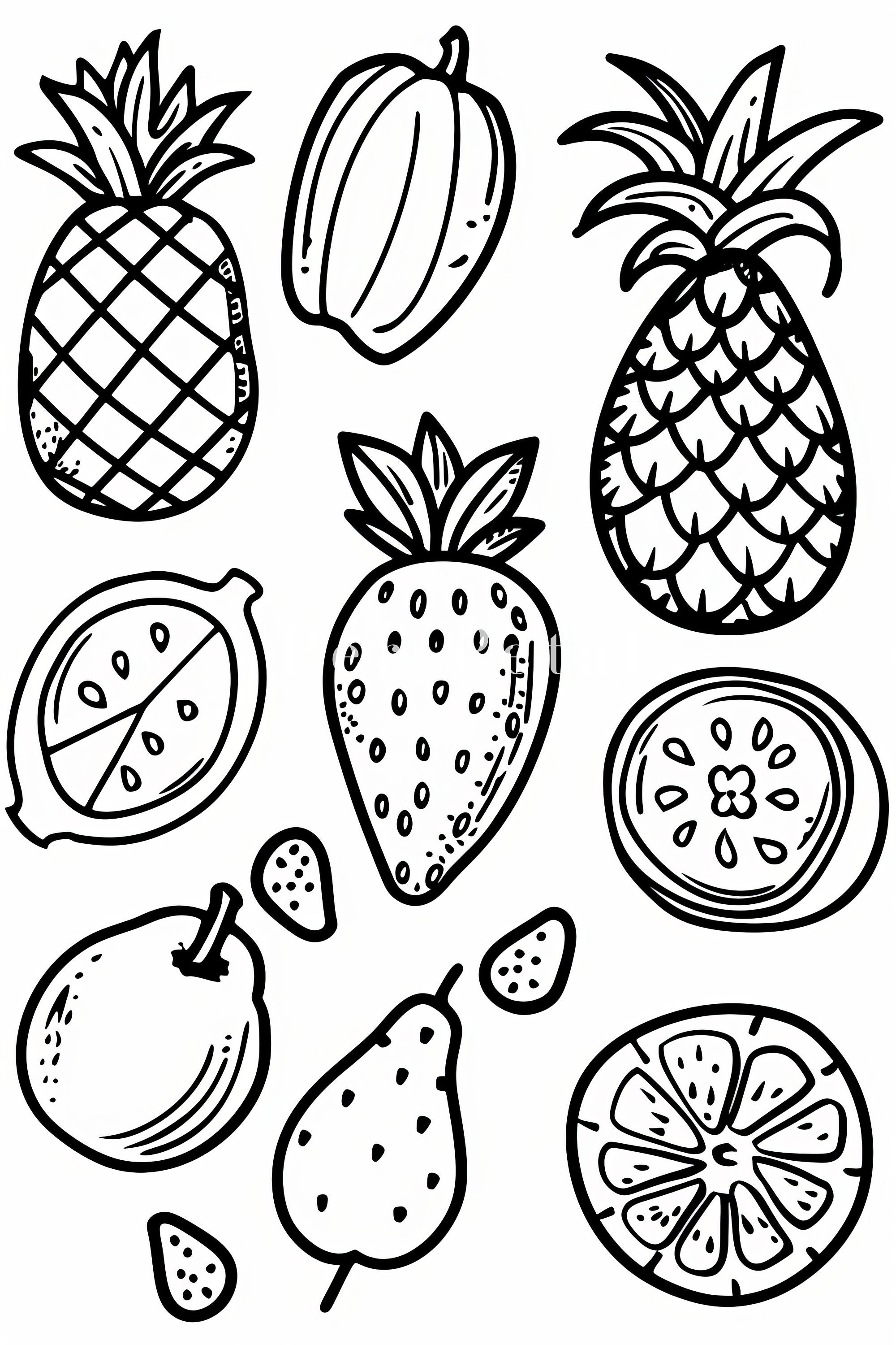 Fruits Coloring Page for Kids, Instant Download, Coloring Book, Digital ...