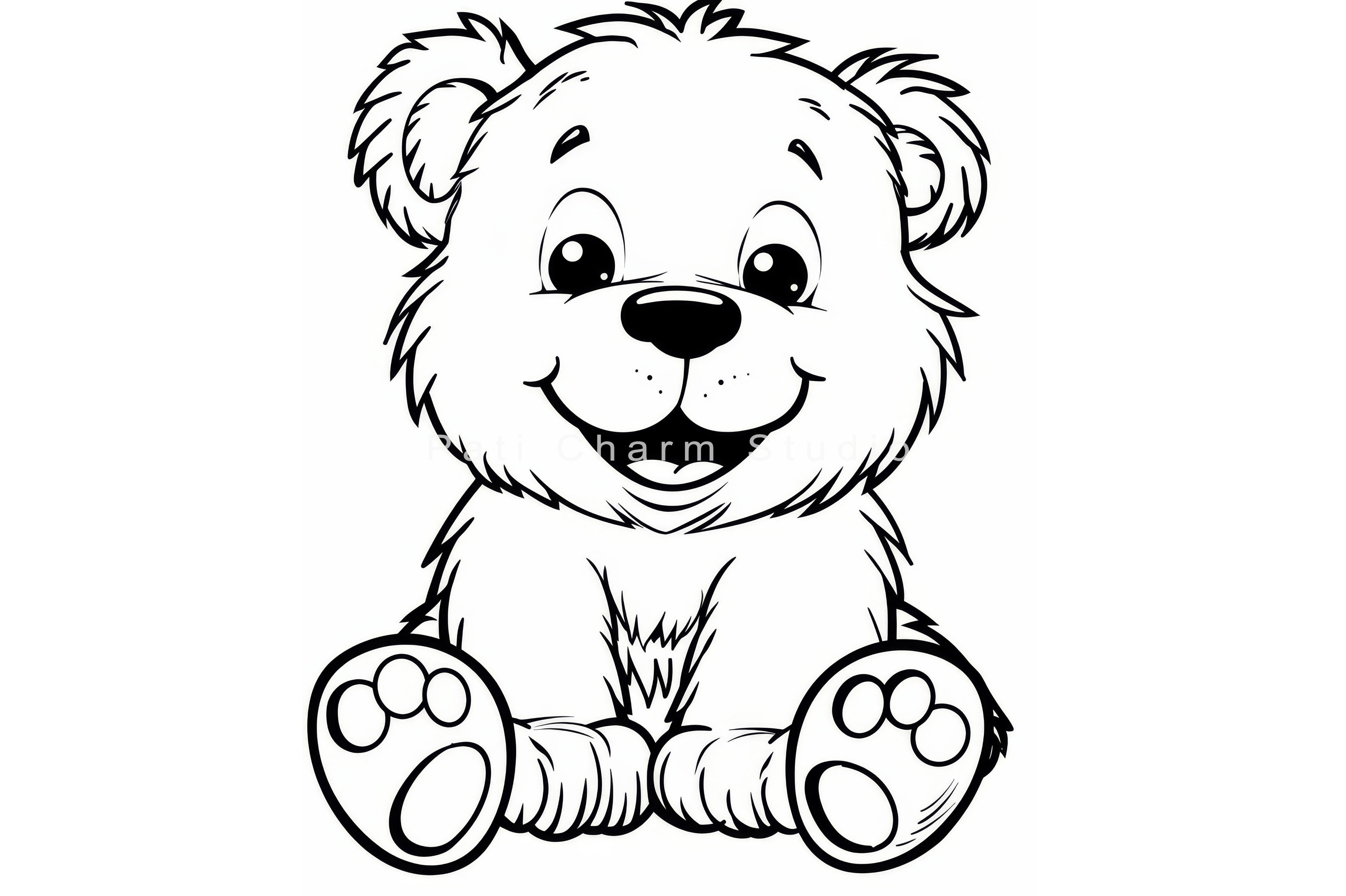 Cute Bear Coloring Page for Kids, Instant Download, Coloring Book ...